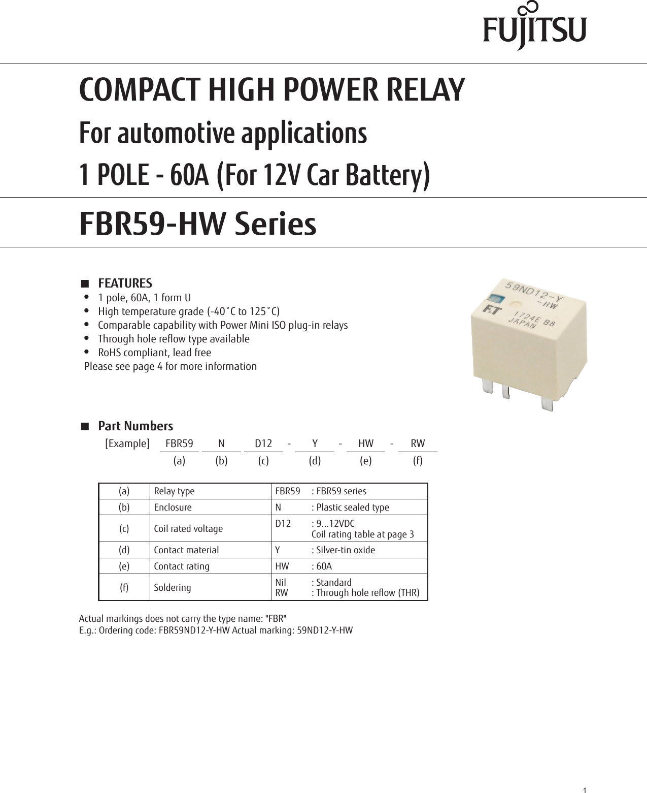 Fujitsu FBR59 HW Series