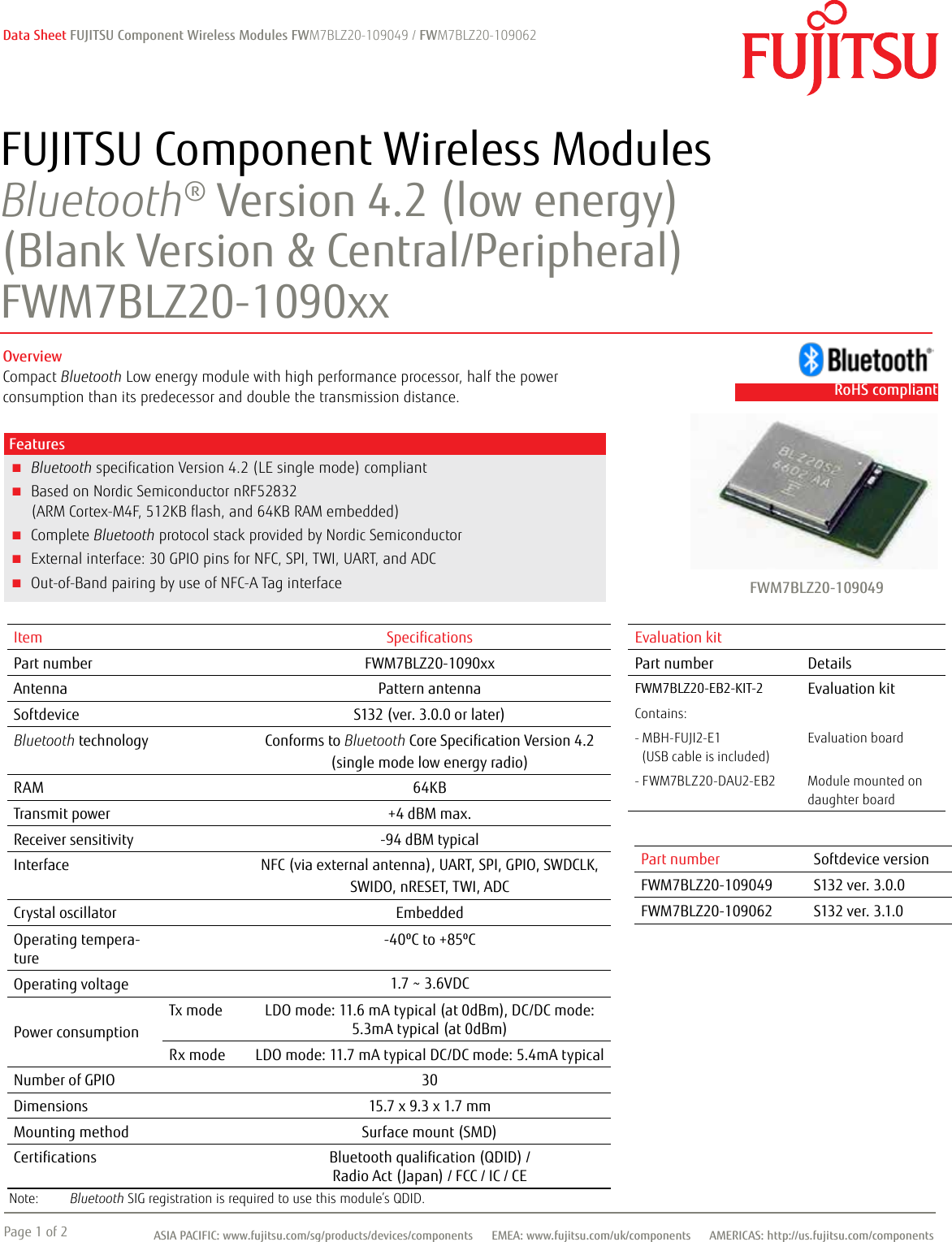 Fujitsu of the factsheet Datasheet Fwm7blz20 109049