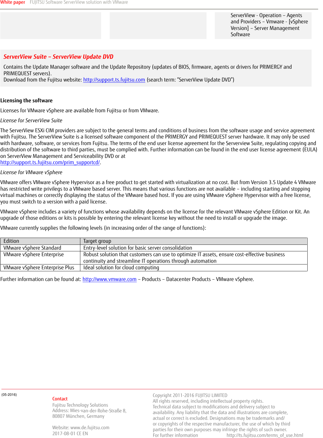 Fujitsu Software ServerView Solution With VMware White Paper: Server ...