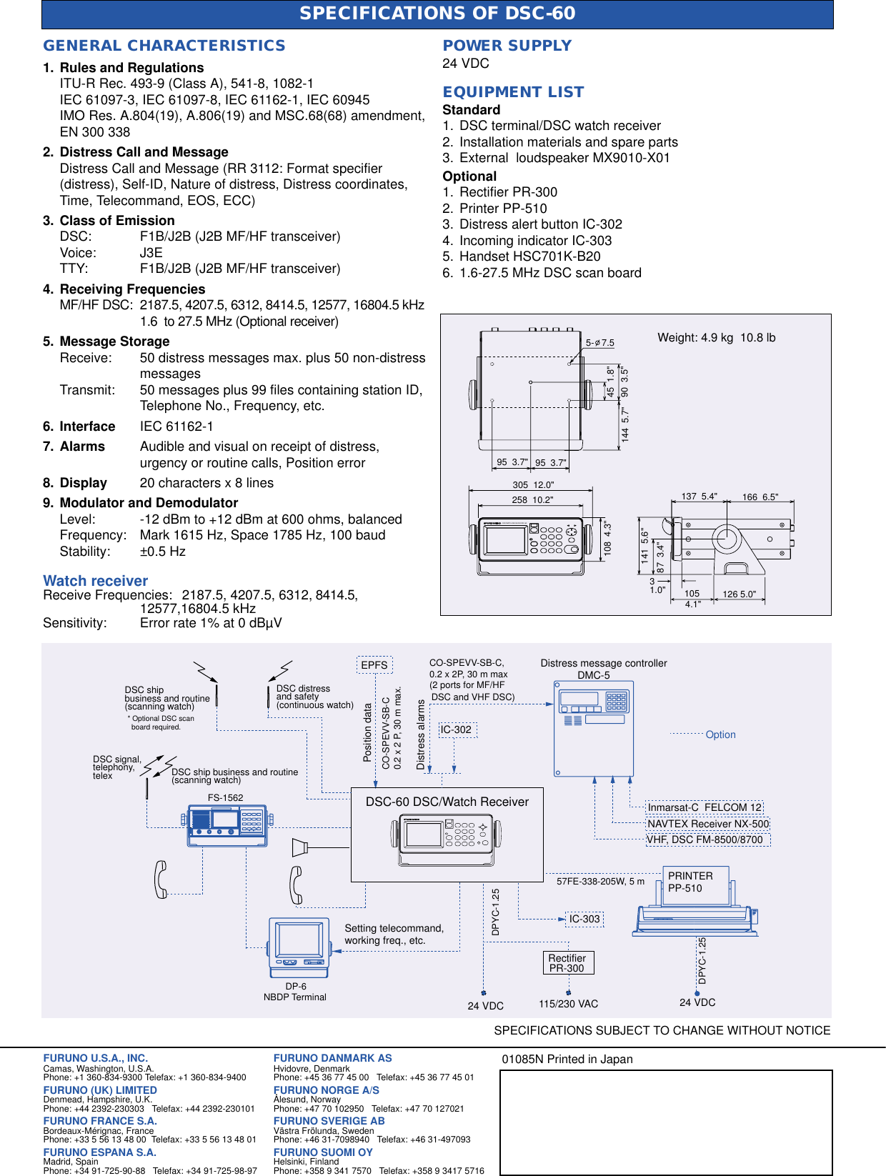 Furuno Mf Hf Dsc Watch Receiver 60 Users Manual
