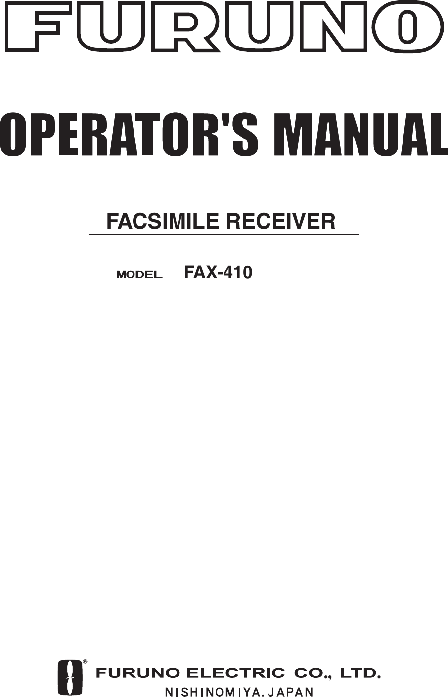 Furuno Weather Fax 410 Users Manual