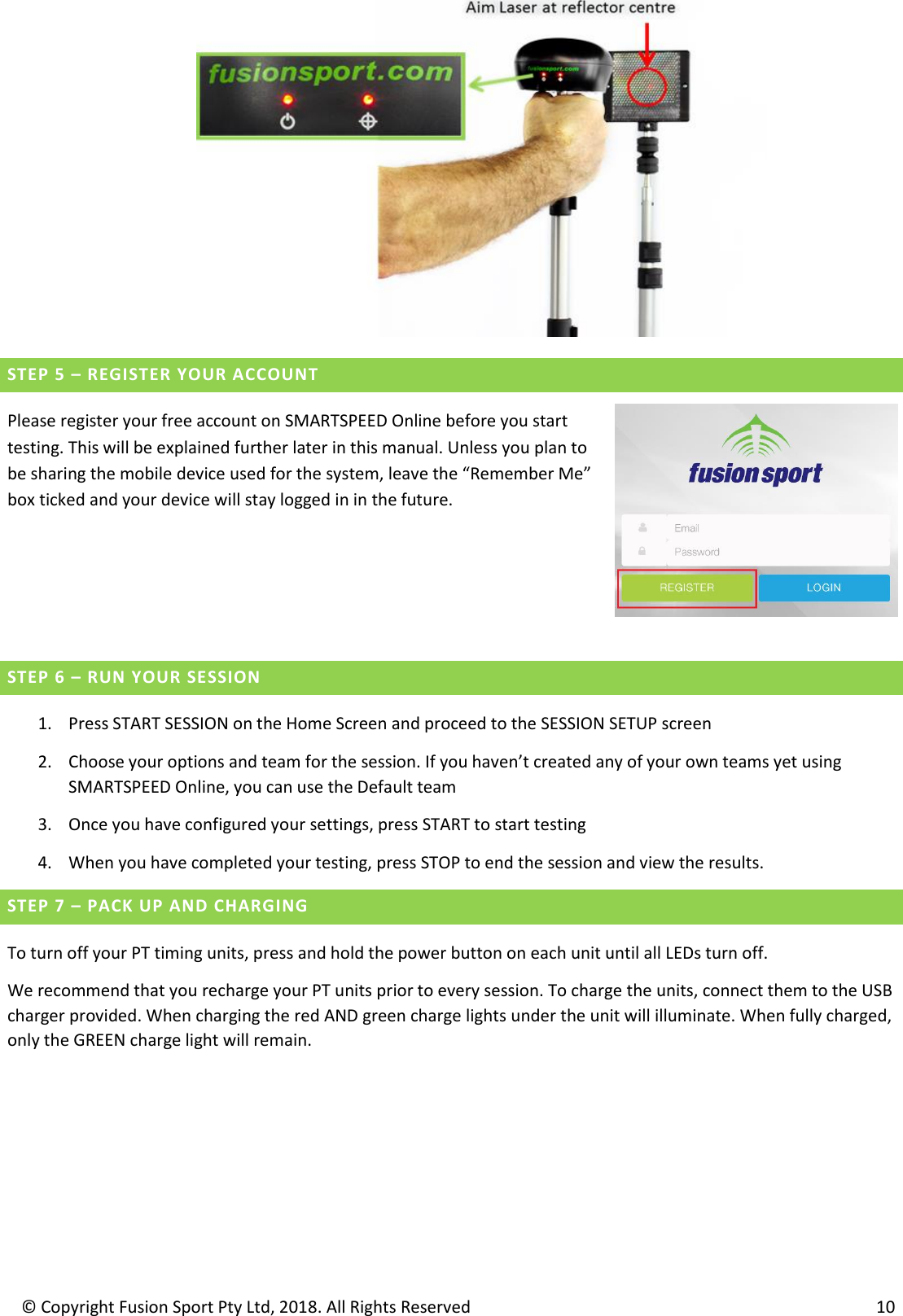 Fusion Sport Proprietary PT100 Smartspeed PT User Manual