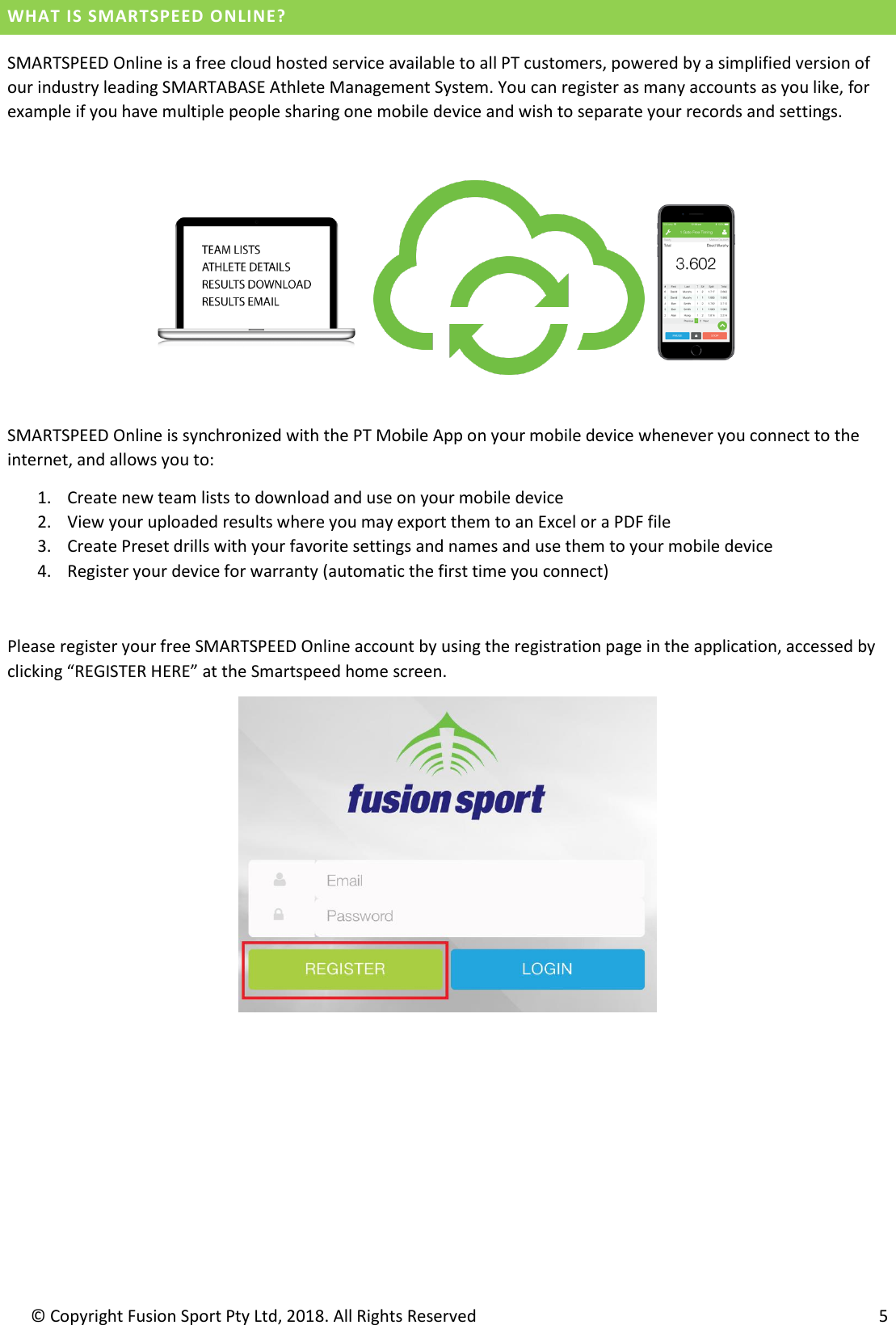 Fusion Sport Proprietary PT100 Smartspeed PT User Manual