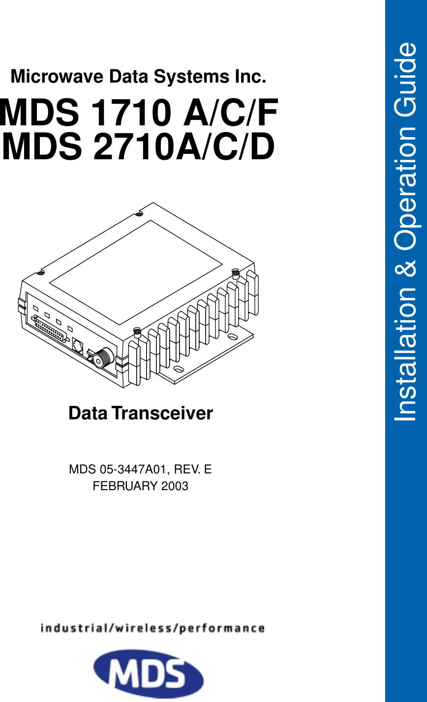 GE MDS DS-1710 MDS1710 Data Transceiver User Manual 3447 2710ACD Body