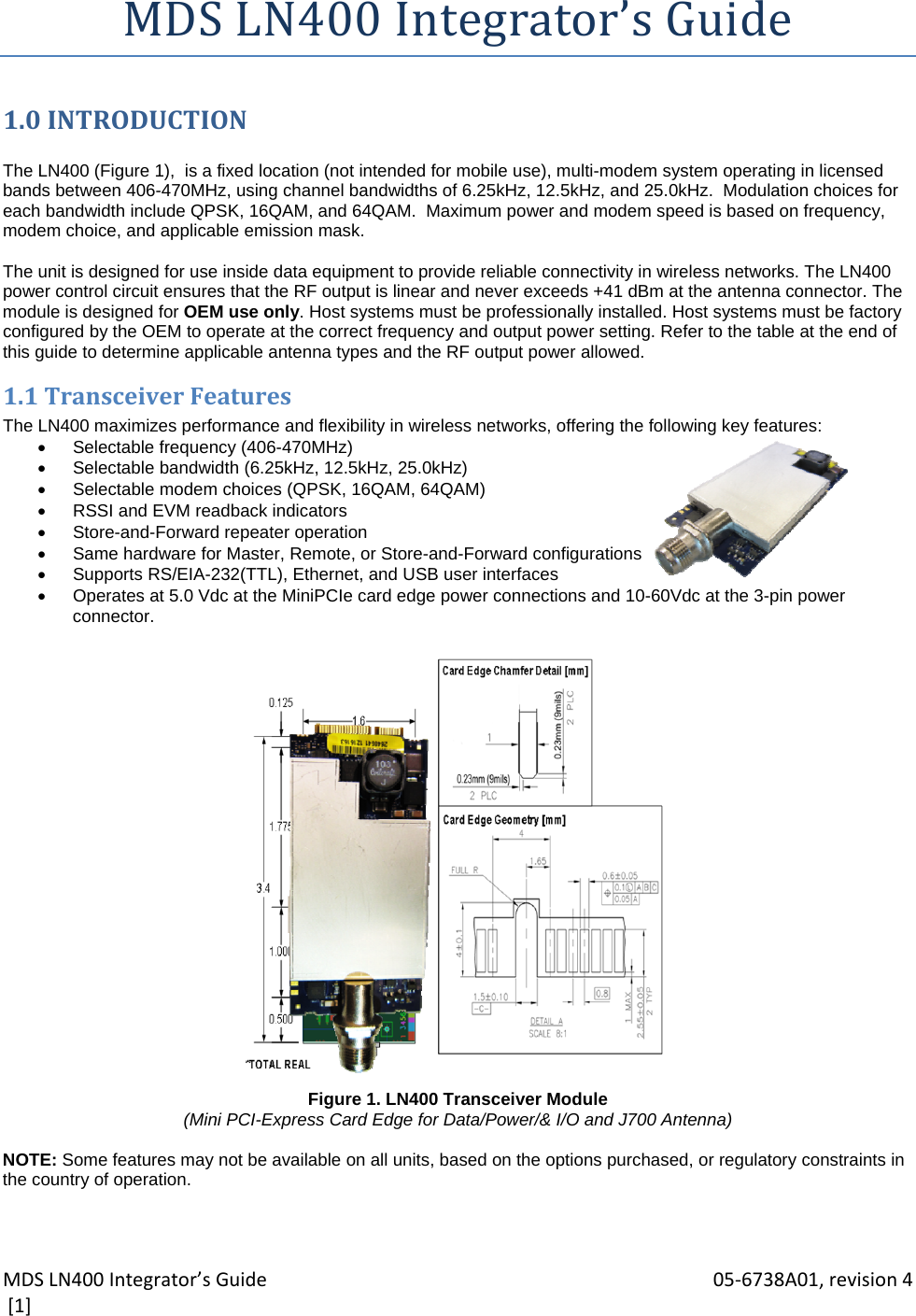 GE MDS DS-LN400 Industrial Radio Module User Manual Installation Guide rev4
