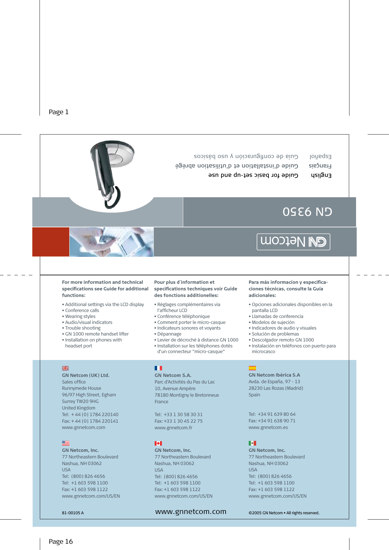 GN Audio USA GN9300US GN9300 UPCS Handset User Manual