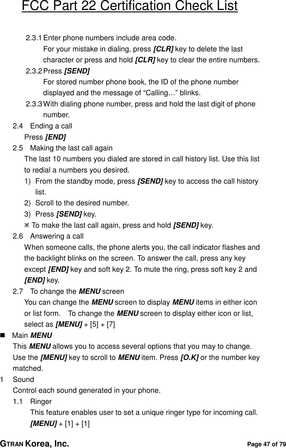 GTRAN Korea GCP 2000 Dual Mode Cellular Phone AMPS CDMA User Manual GTRAN Korea GCP 2000 Dual Mode Cellular Phone AMPS CDMA User Manual