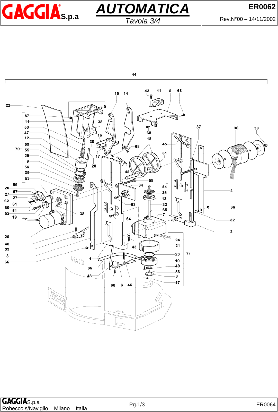 Gaggia Automatica Parts Diagram ER0064 User Manual