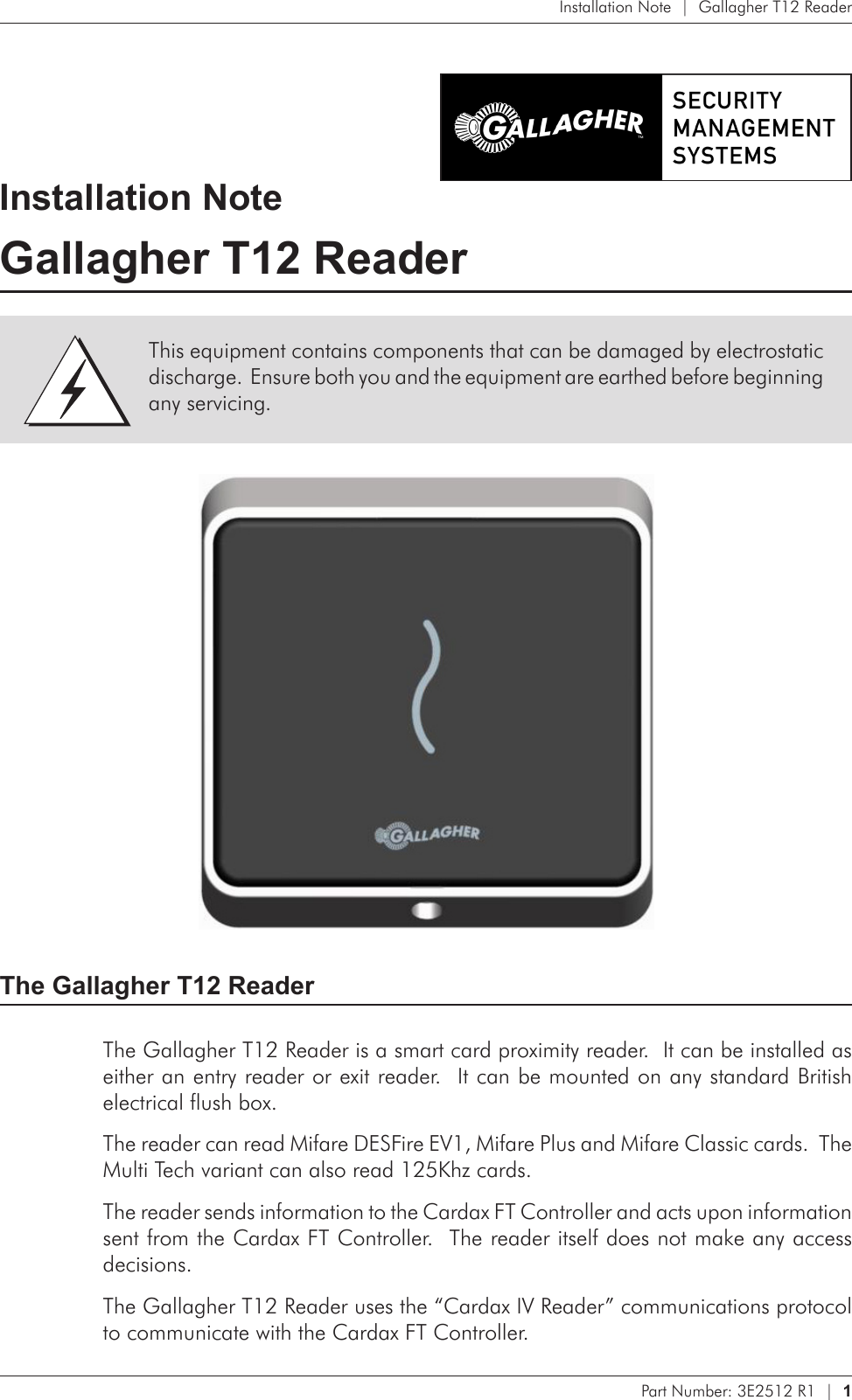 Gallagher Group C30024X Prox Reader T11 Multi Tech and T12 Multi Tech ...