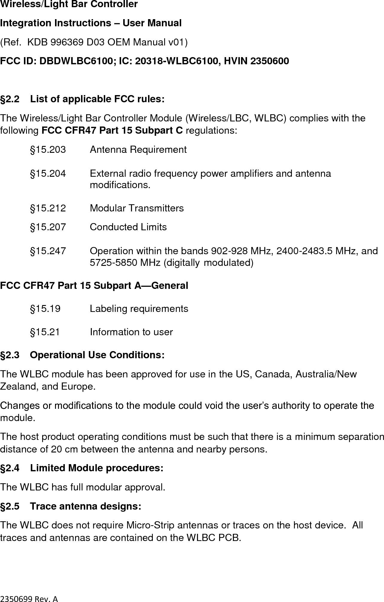 Garrett Metal Detectors WLBC6100 Wireless/LBC User Manual