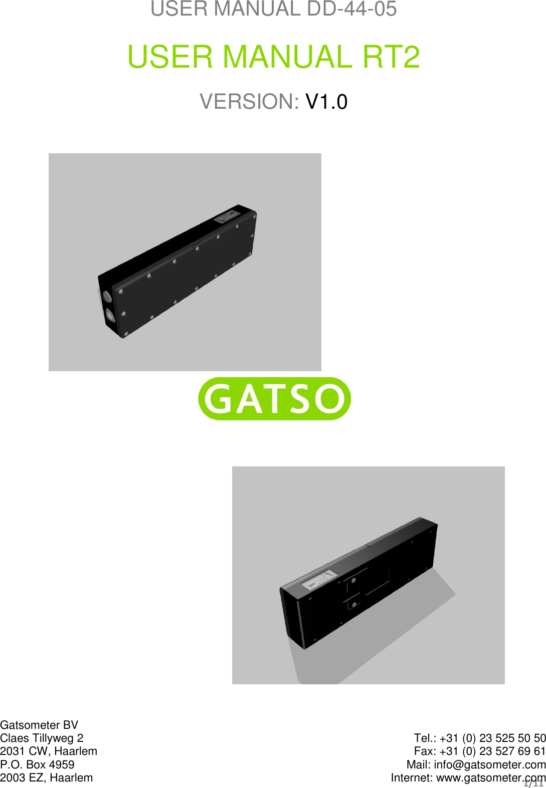 Gatsometer RT2 RT2 Antenna User Manual RT2