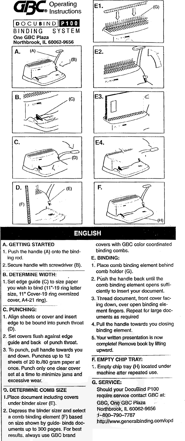 Gbc Docubind P100 Operating Instructions