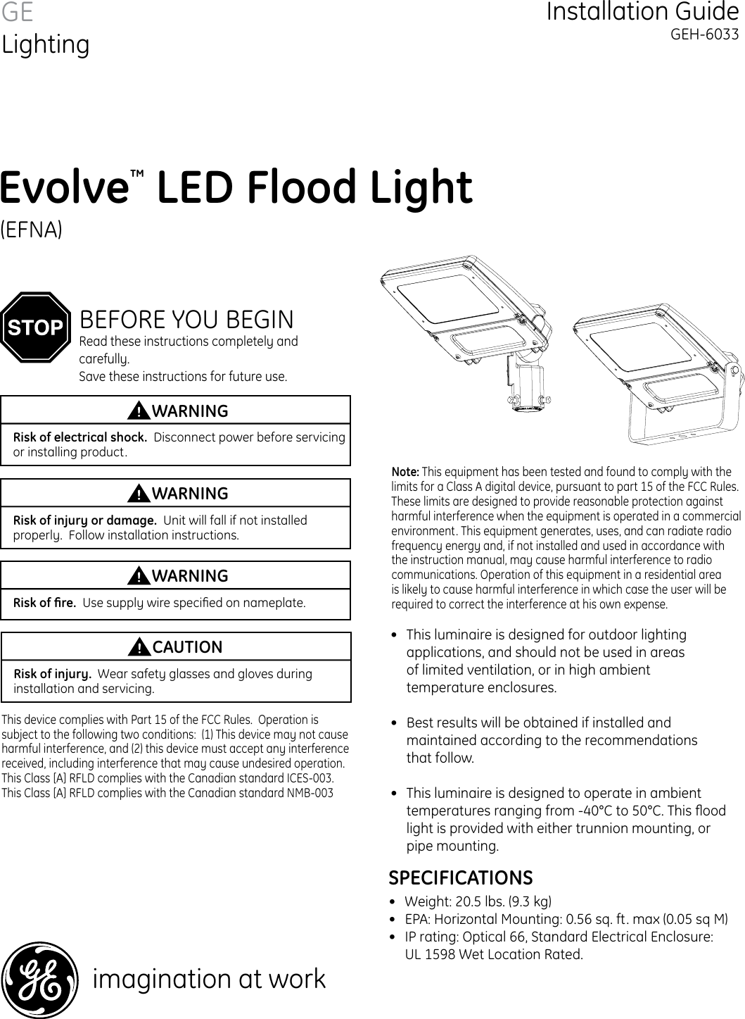 Ge Efna Installation Guide Evolve LED Flood Light — | GEH6033