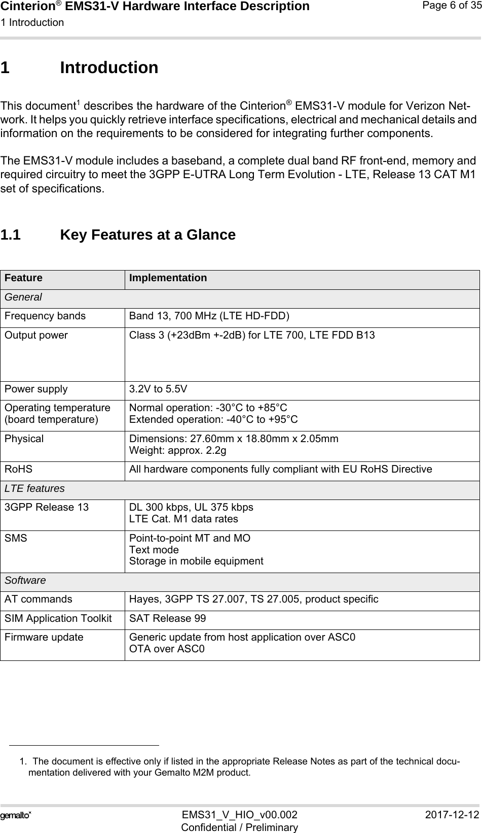Gemalto M2M EMS31-V Cinterion EMS31-V User Manual hid emsx1 v
