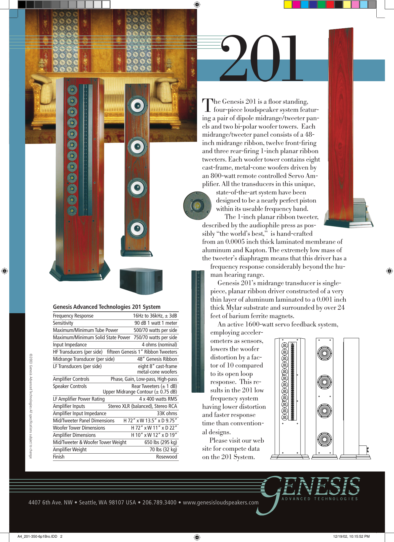 Genesis Advanced Technologies 201 Users Manual A4_201 350 6p1Bro.IDD