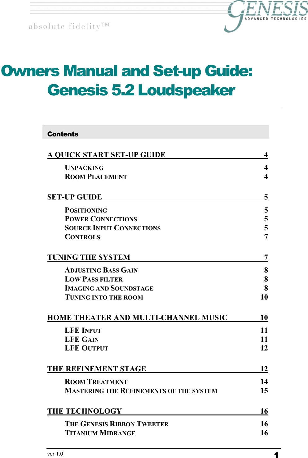 Genesis I C E 5 2 Users Manual