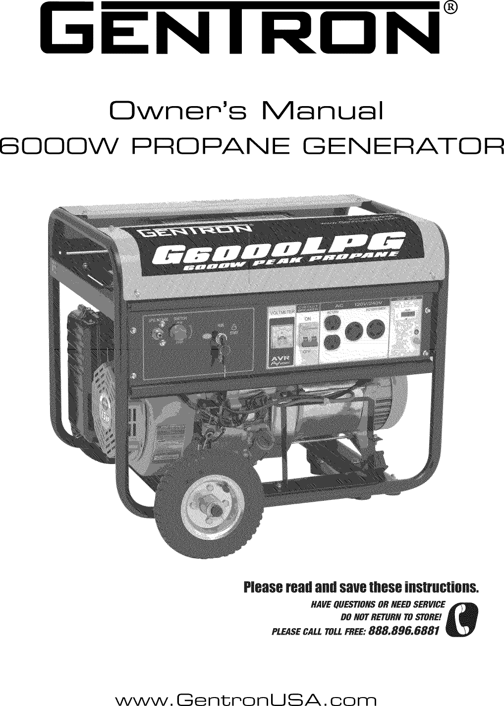 Gentron GG6000P User Manual GENERATOR Manuals And Guides 1107415L