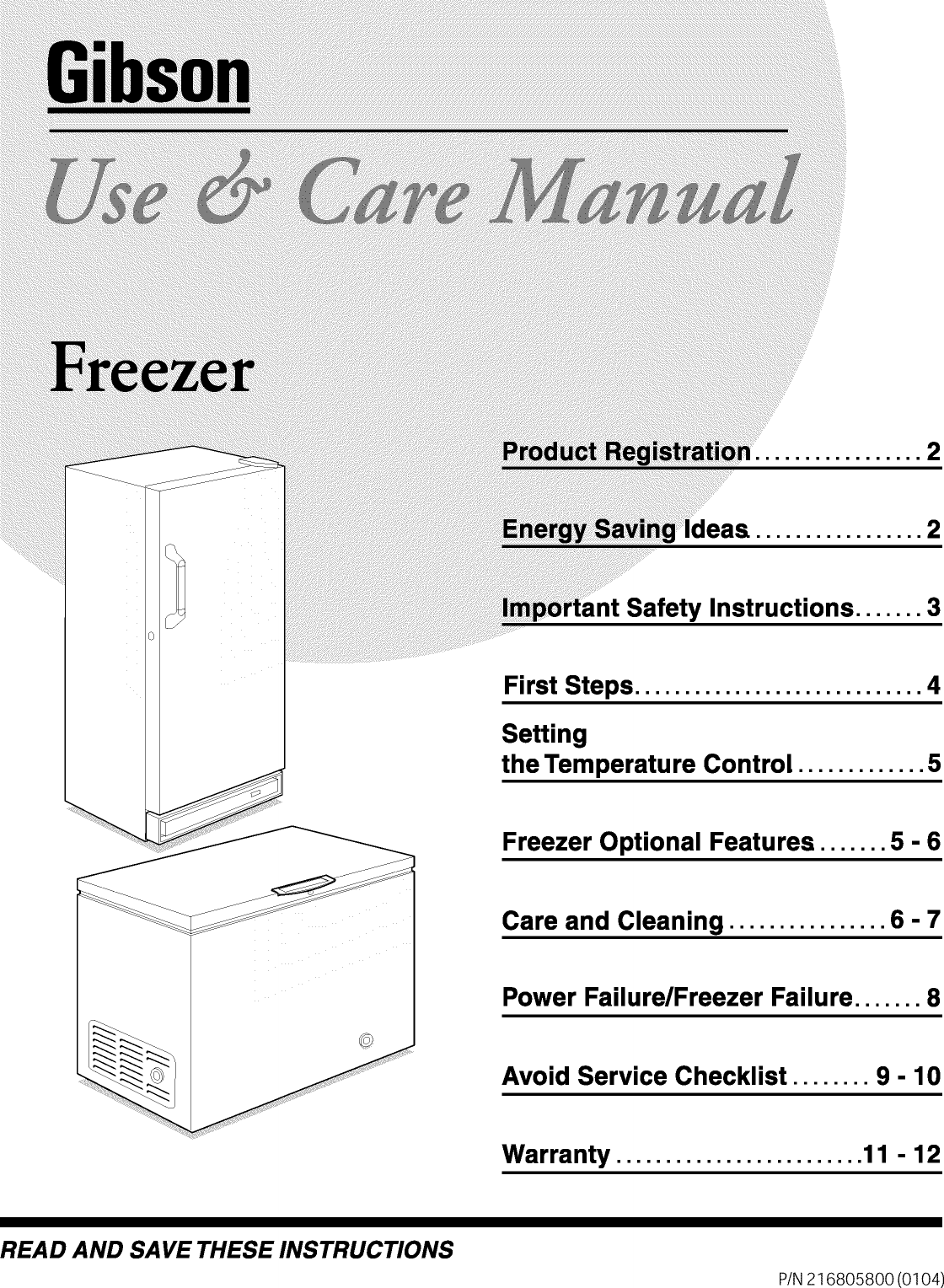 Gibson GFC05M3AW1 User Manual FREEZER Manuals And Guides L0201104