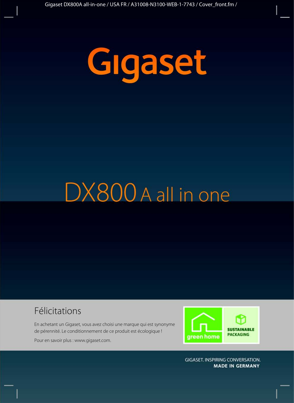 Gigaset Dx800A All In One User Guide DX800