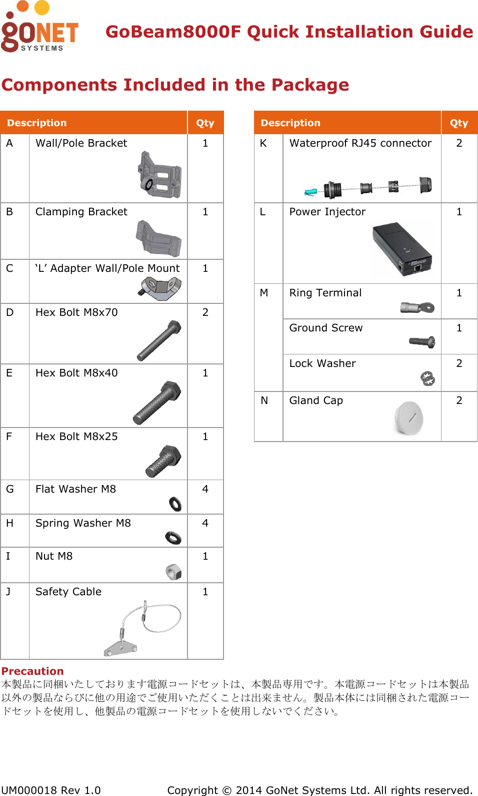 GoNet Systems GB8000F-000 802.11b/g/a/n Wireless Access Point User ...