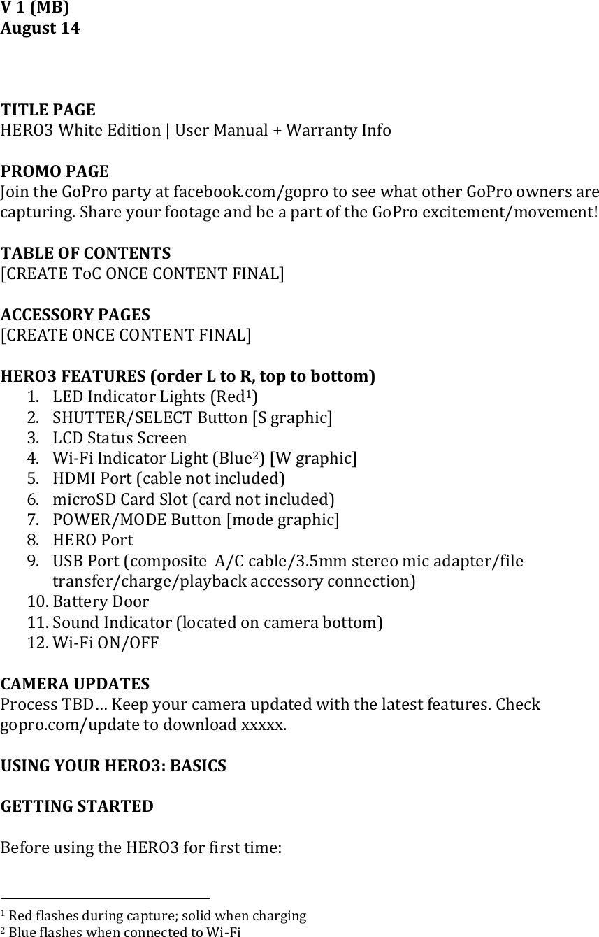 GoPro CHDHE301 Digital HD Camera User Manual