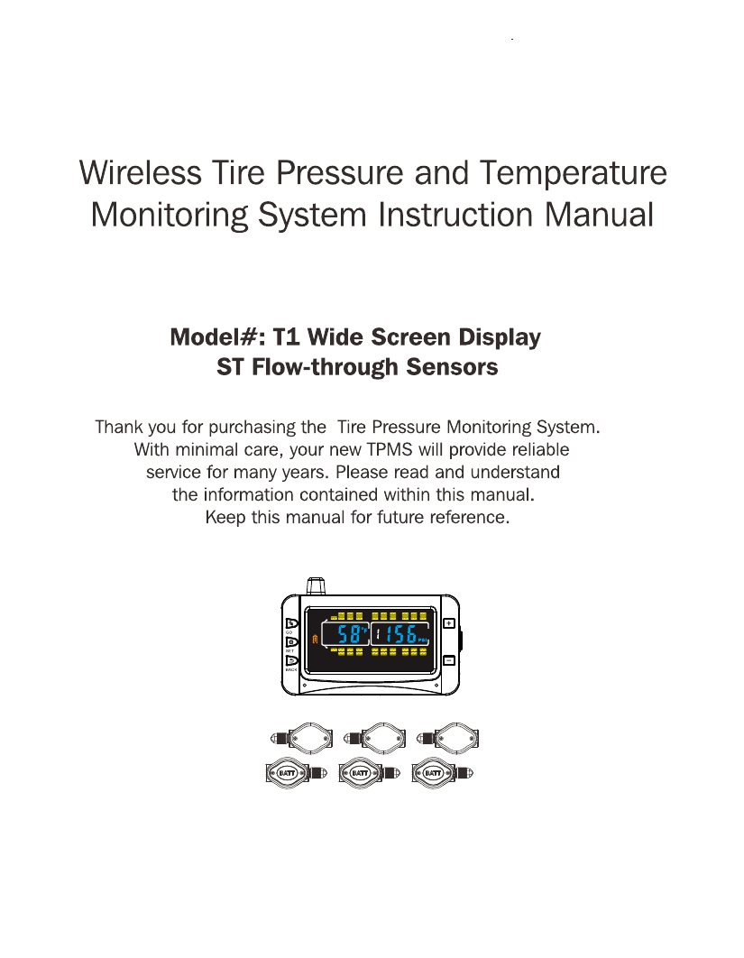 Gobiz Electronics ST TPMS Sensor User Manual T1 ST Manual