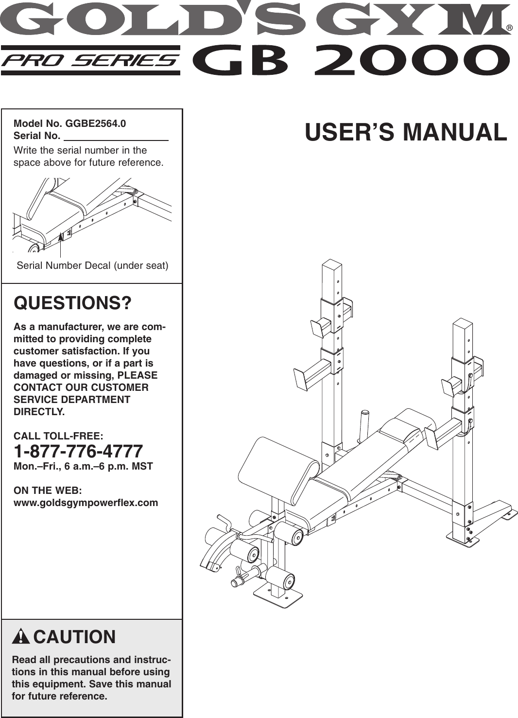 Golds Gym Ggbe25640 Owners Manual 223811