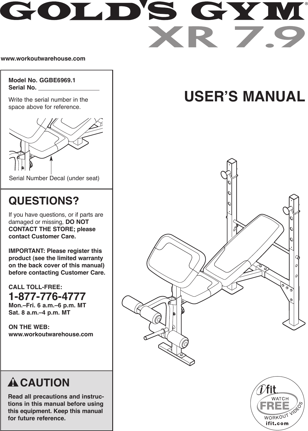 Golds Gym Ggbe69691 Owners Manual 285430
