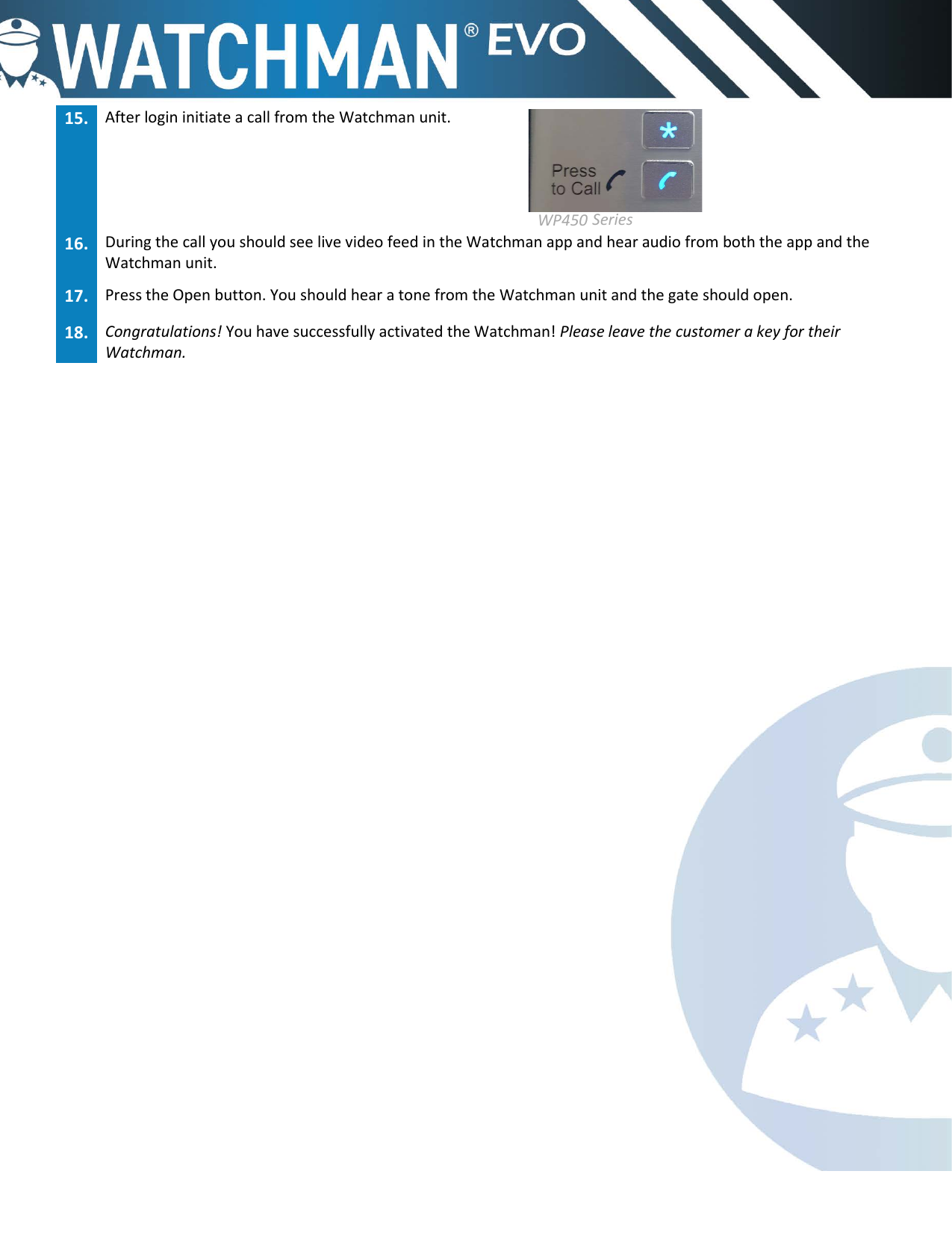 Gouldin Technologies WP450 Watchman User Manual Quick Start Guide