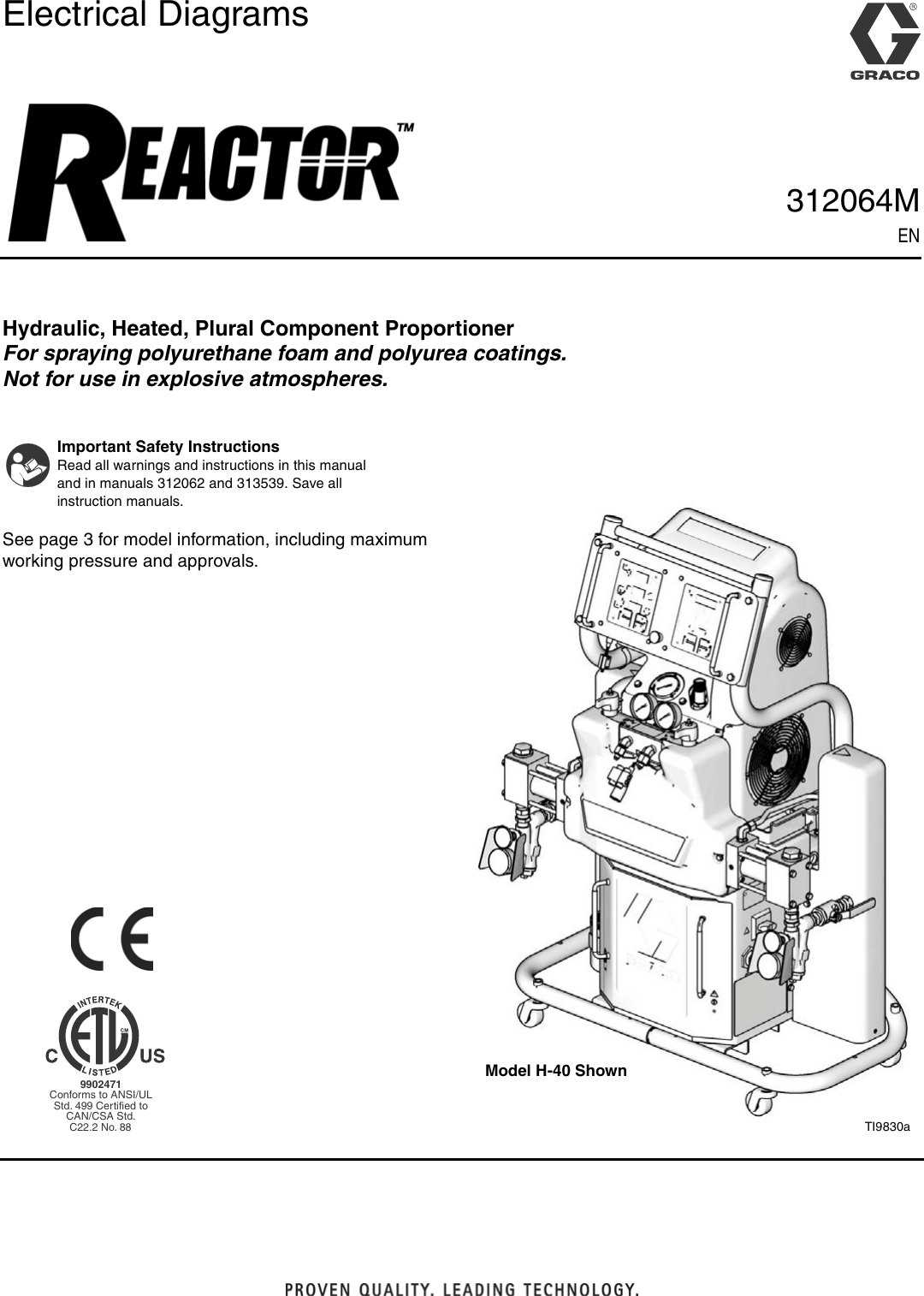 Graco 312064M Reactor Hydraulic Proportioners Users Manual Reactor ...