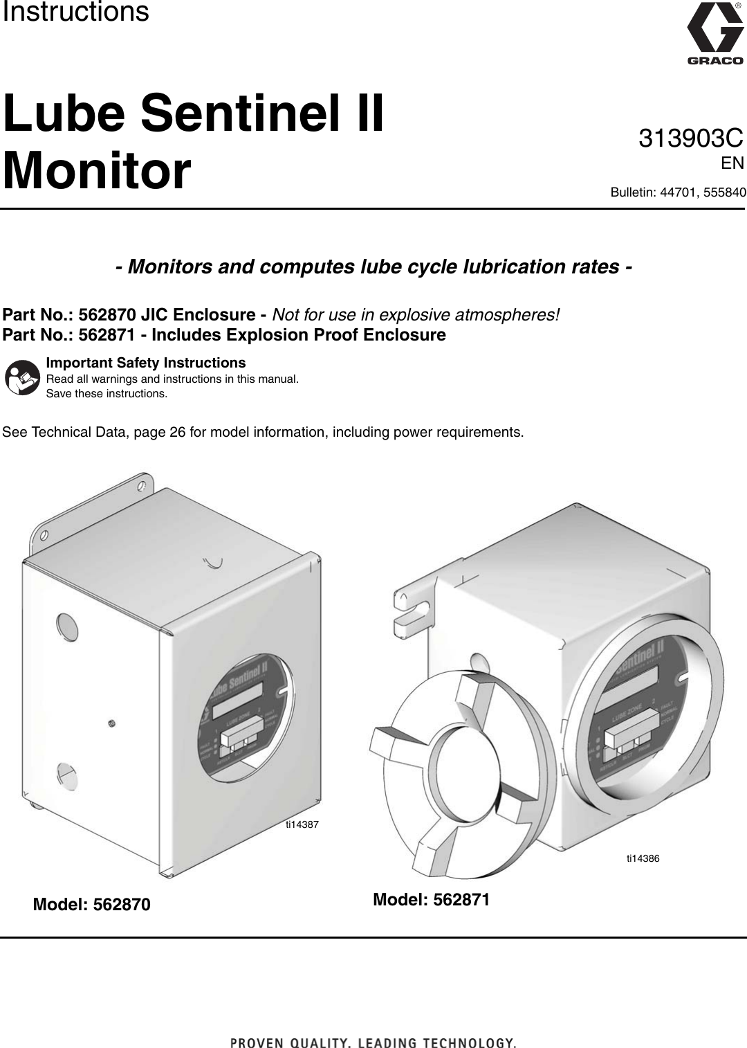 Graco 313903C Lube Sentinel Ii Monitor Users Manual Monitor ...