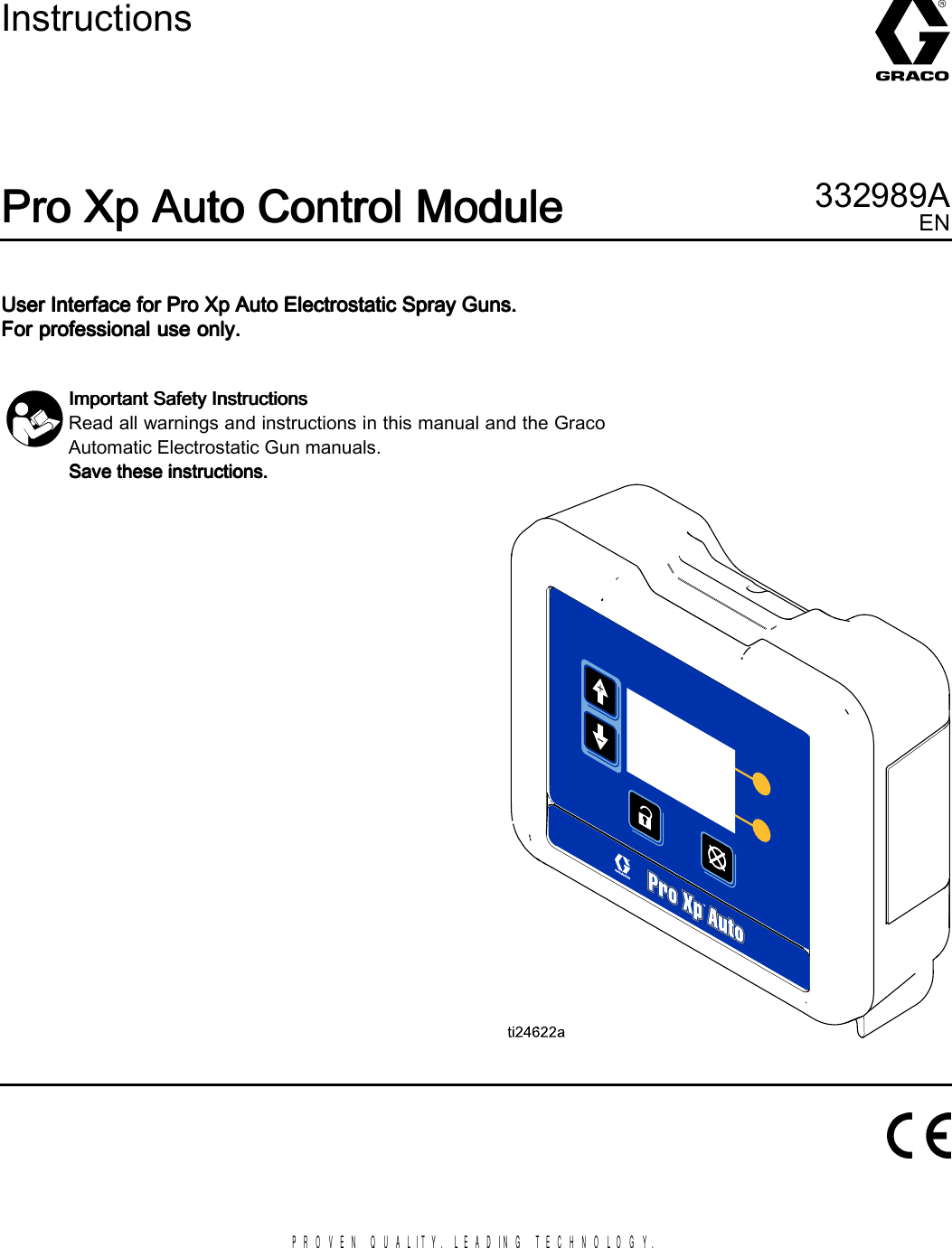 Graco 332989A Pro Xp Auto Control Module Users Manual 332989A, Module ...