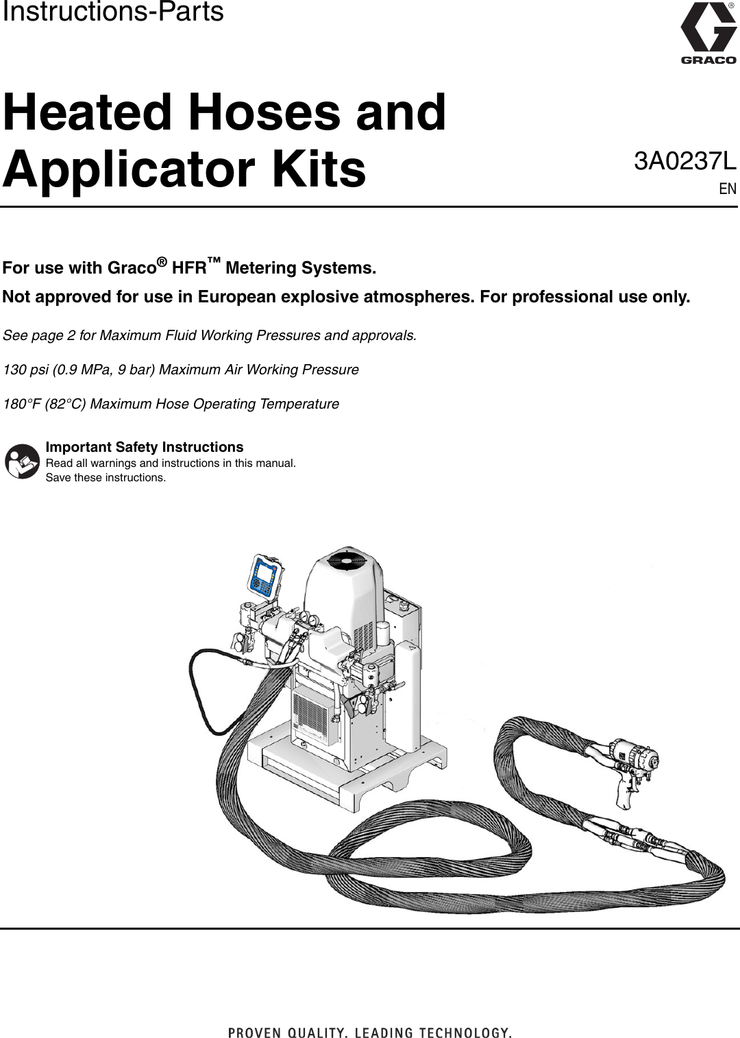 Graco 3A0237L Heated Hoses And Applicator Kits Users Manual Kits ...