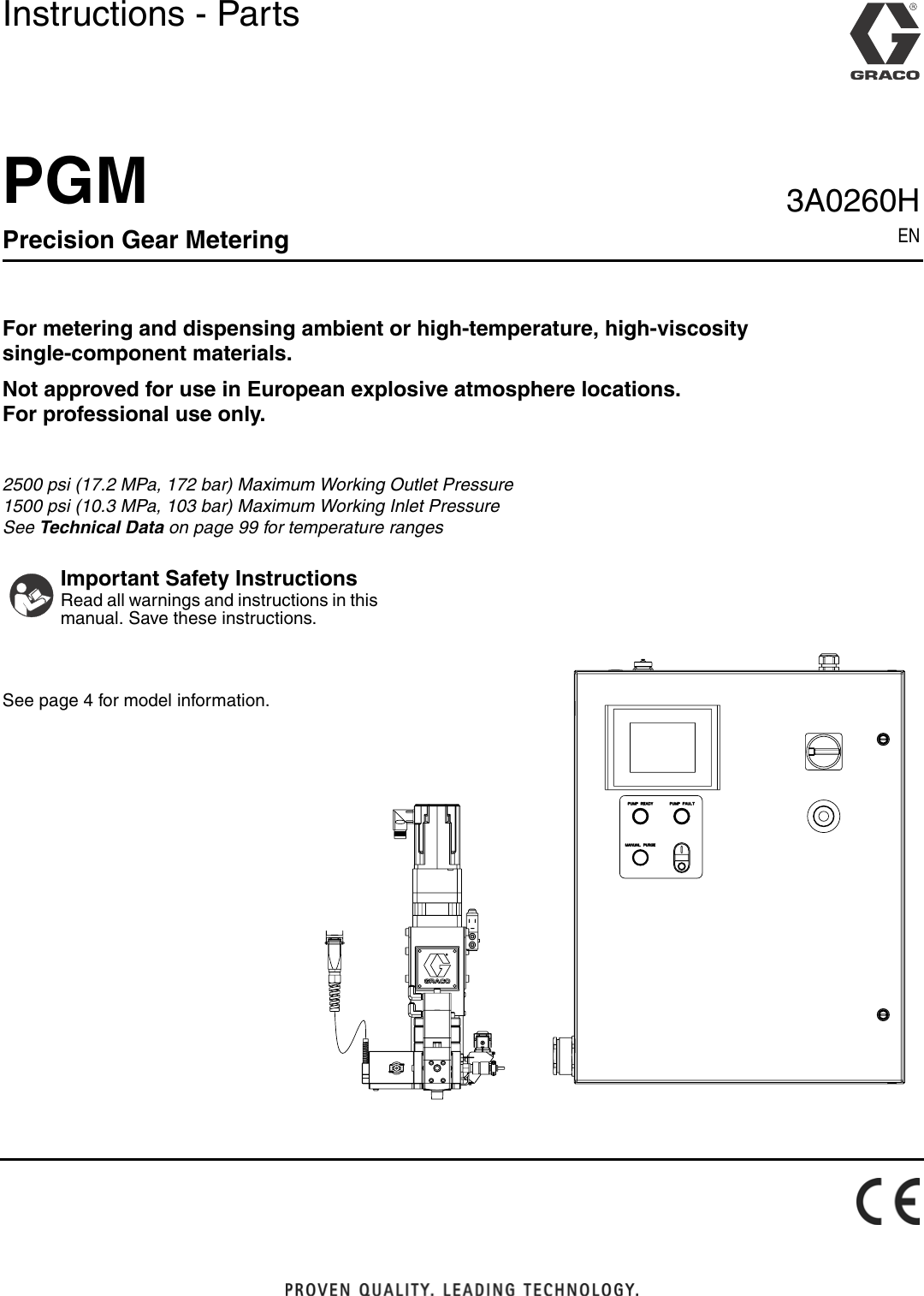 Graco 3A0260H Pgm Precision Gear Metering Users Manual PGM, Metering ...