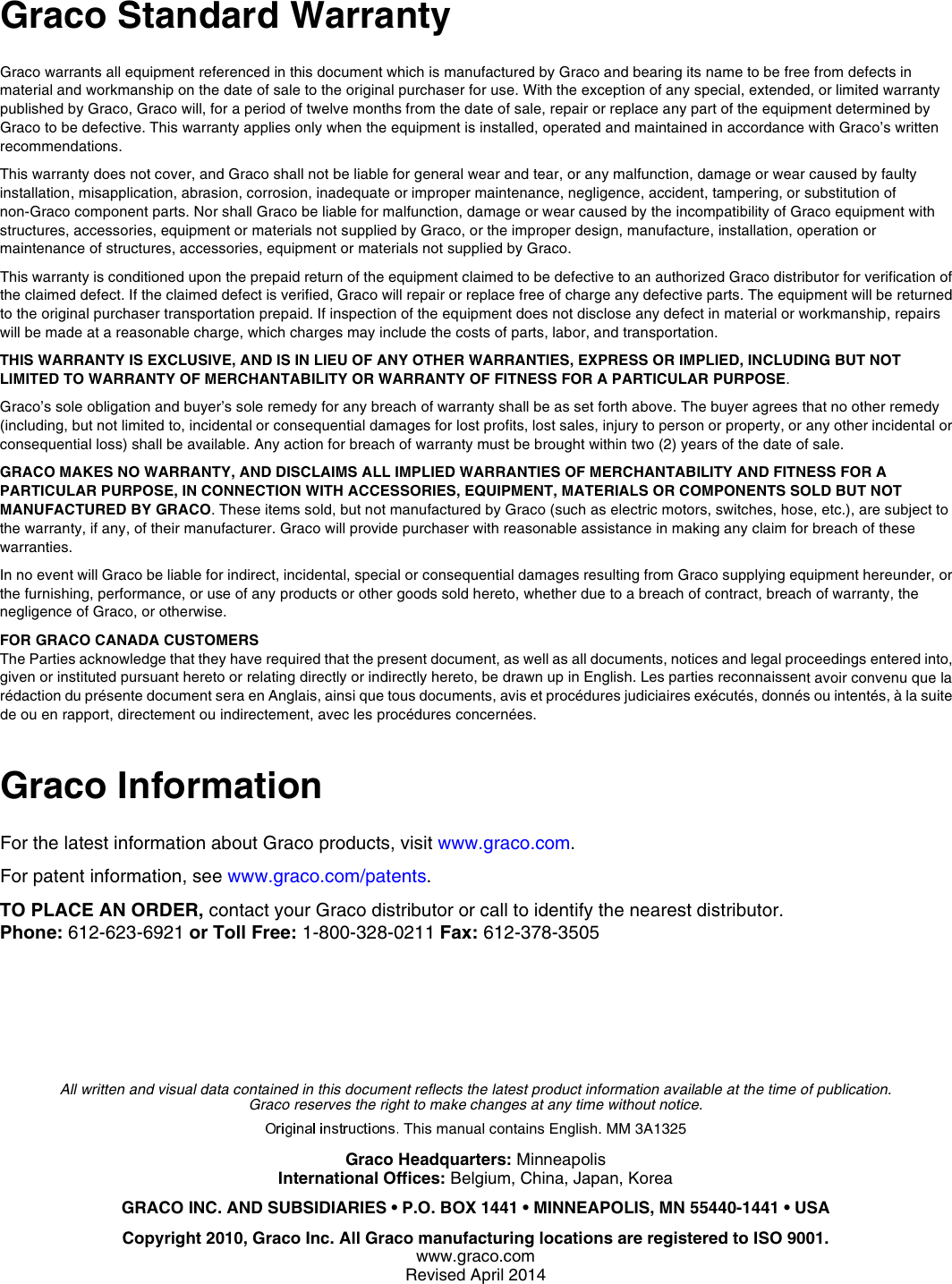 Graco 3A1325C Promix 2Ke Stand Kits Users Manual 3A1325C, Instructions ...