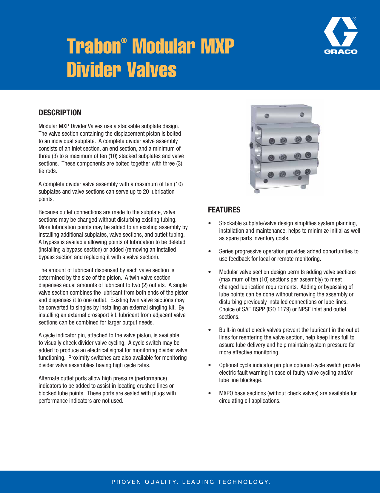 Graco Trabon Modular Mxp Divider Valves Users Manual