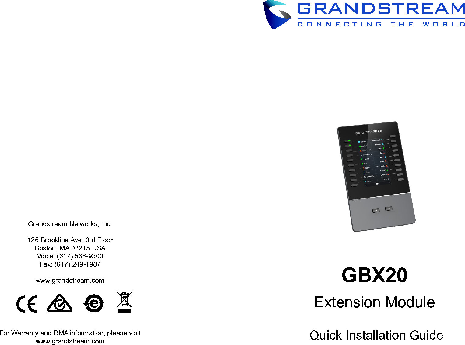 Grandstream Networks GBX20 Extension Module User Manual