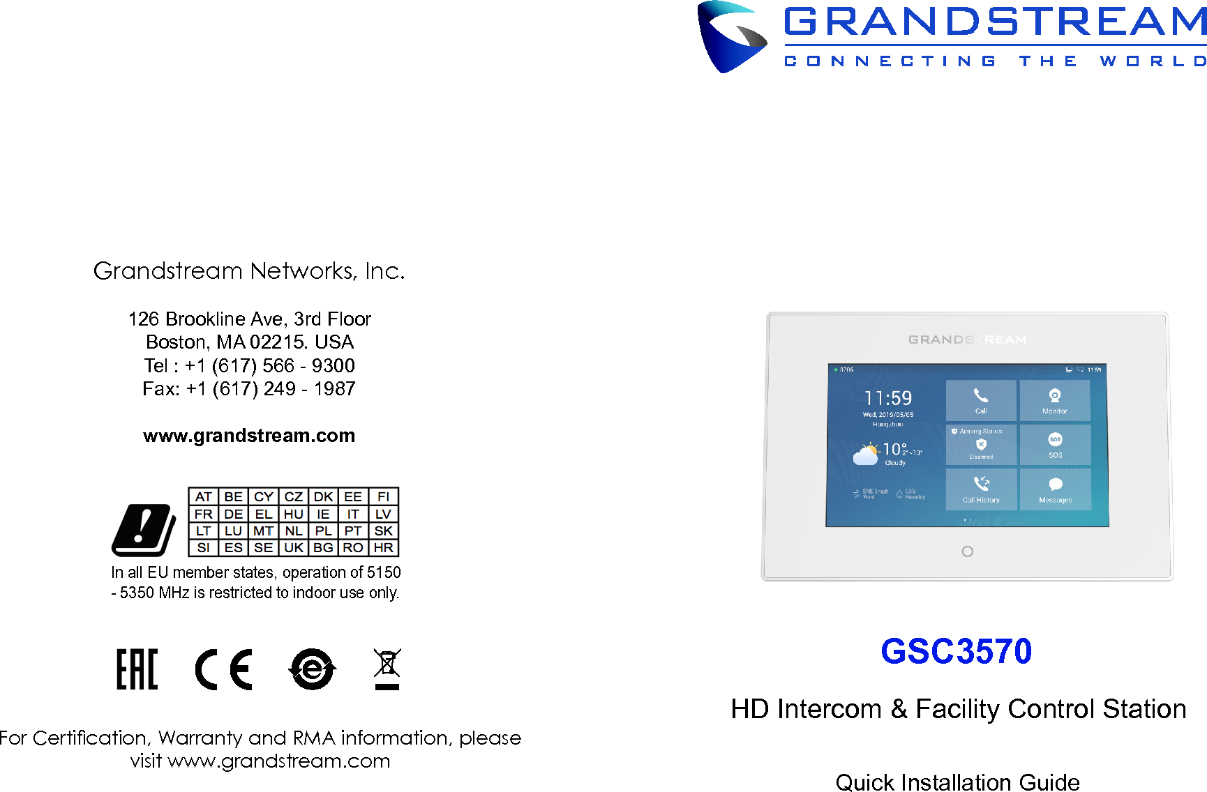 Grandstream Networks GSC3570 HD Intercom & Facility Control Station ...