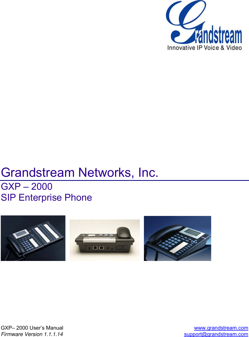 Grandstream Networks Gxp 2000 Users Manual