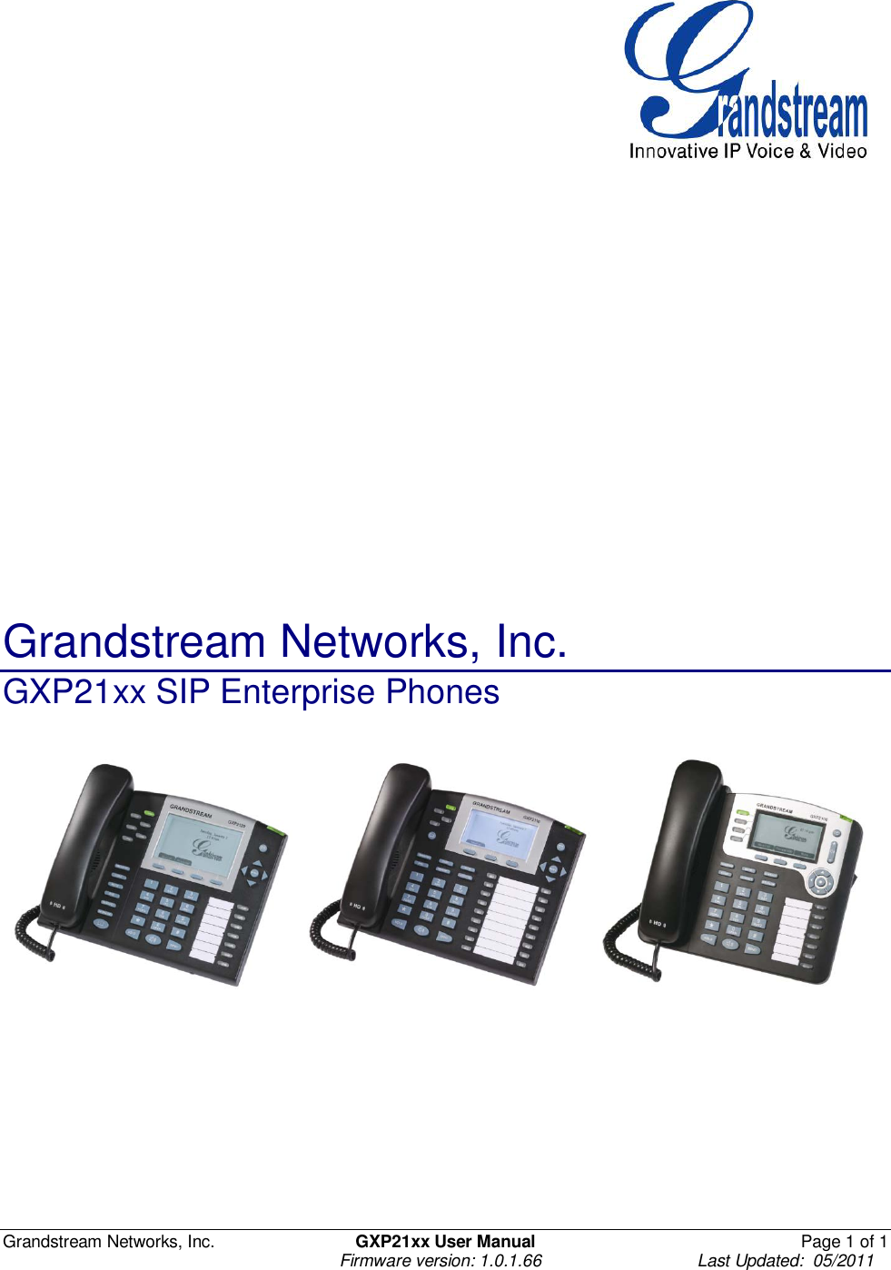 Grandstream Networks Ip Phone Gxp21Xx Users Manual GXP User