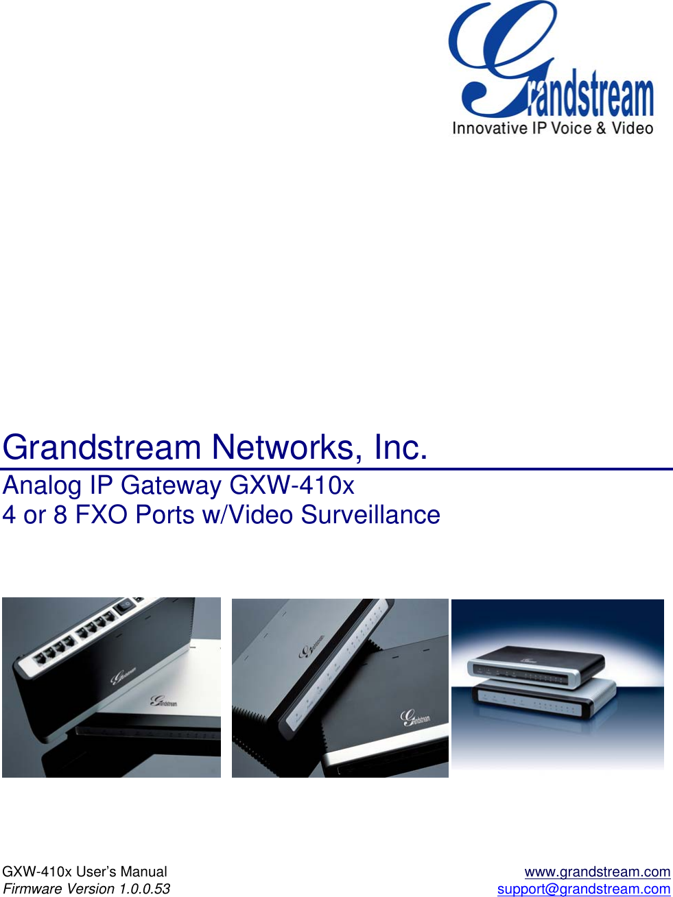Grandstream Networks Network Hardware Gxw 410X Users Manual User