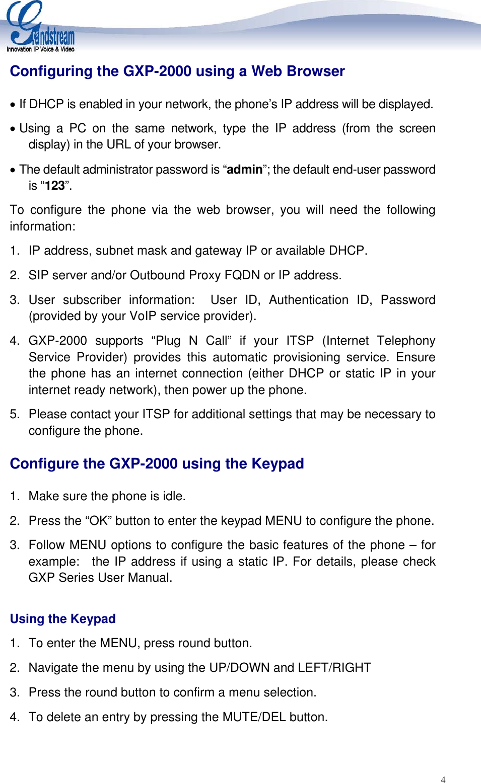 Grandstream Networks Gxp 2000 Users Manual GXP2000QuickInstallGuide