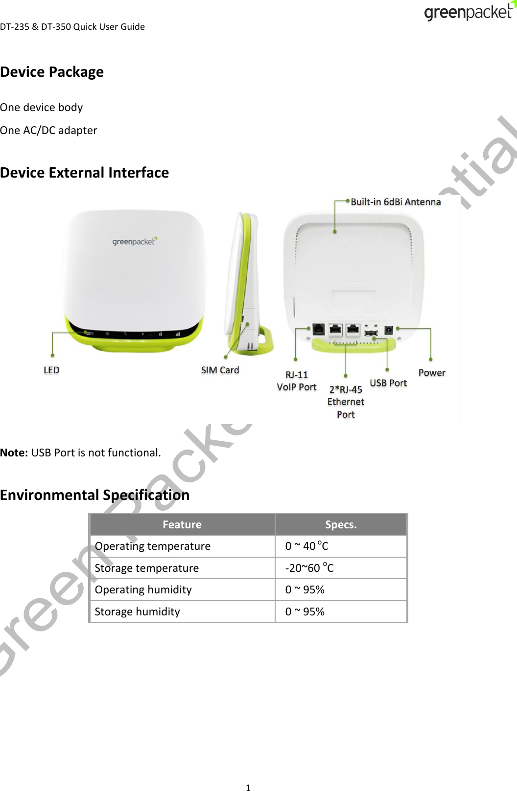 Green Packet Berhad DT235-GP TDD-LTE BAND 41 INDOOR CPE User Manual