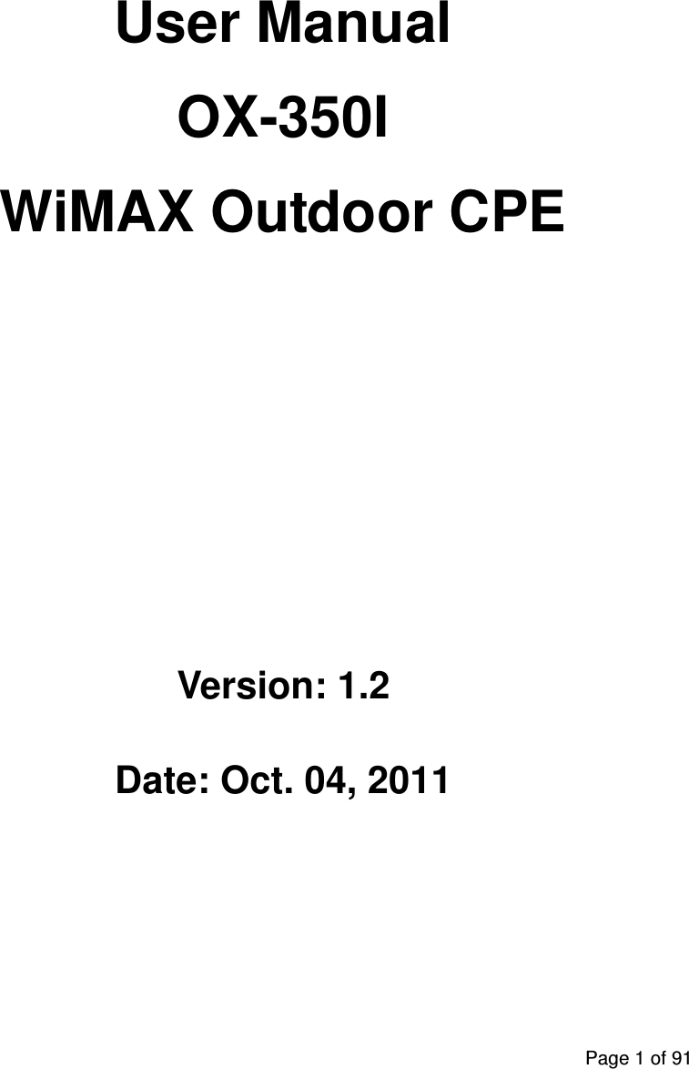 Green Packet Berhad OX350I-GP WiMAX Outdoor CPE User Manual rev1