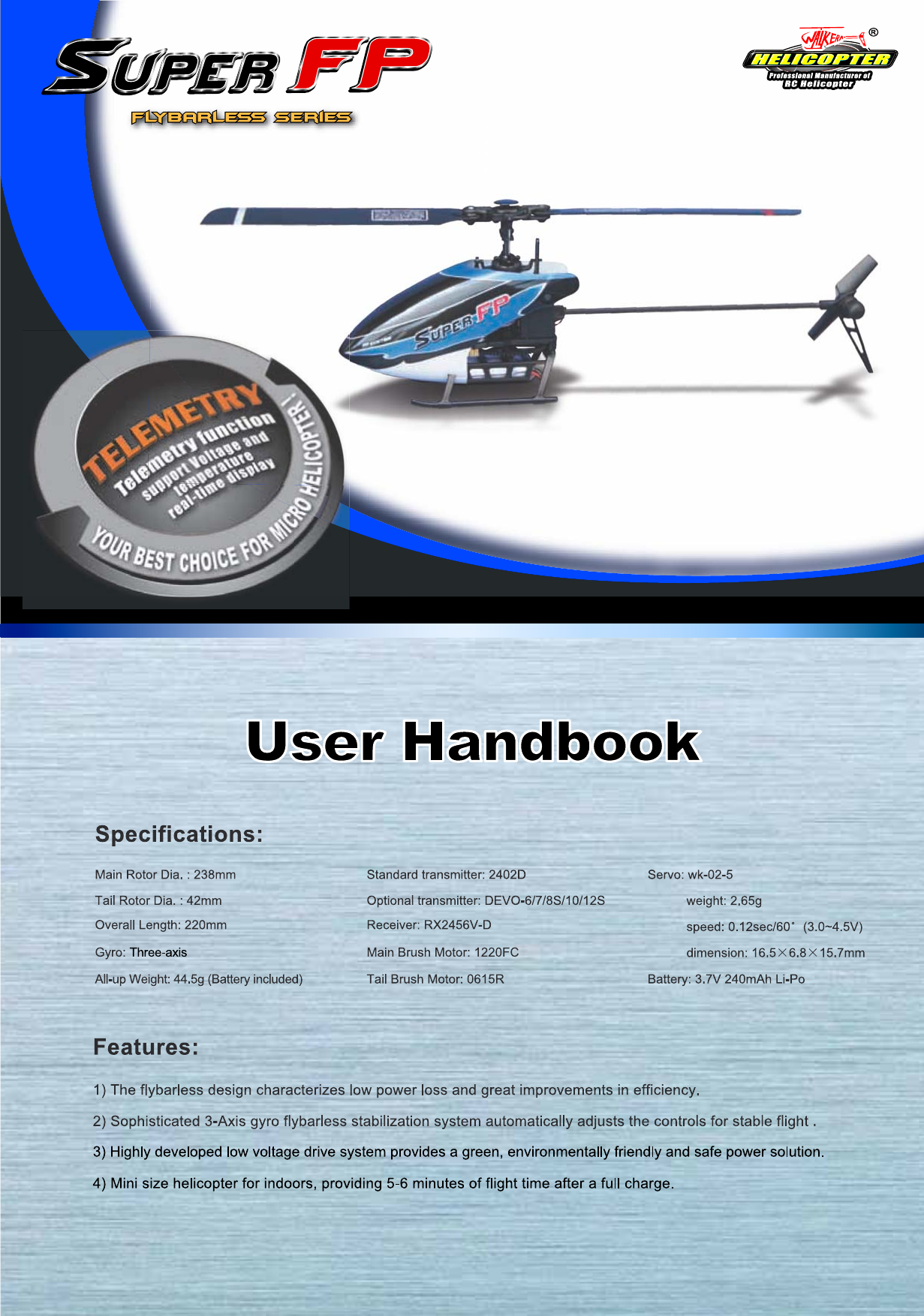 GuangZhou Walkera Technology SUPER-FP 2.4GHz Transceiver User Manual ...