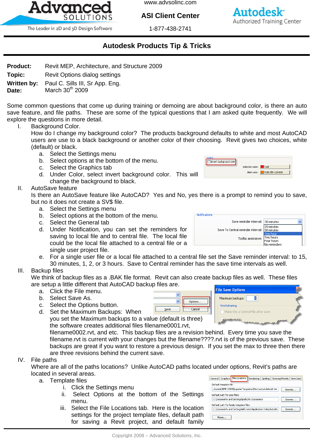 Revit Options Dialog Settings 033009