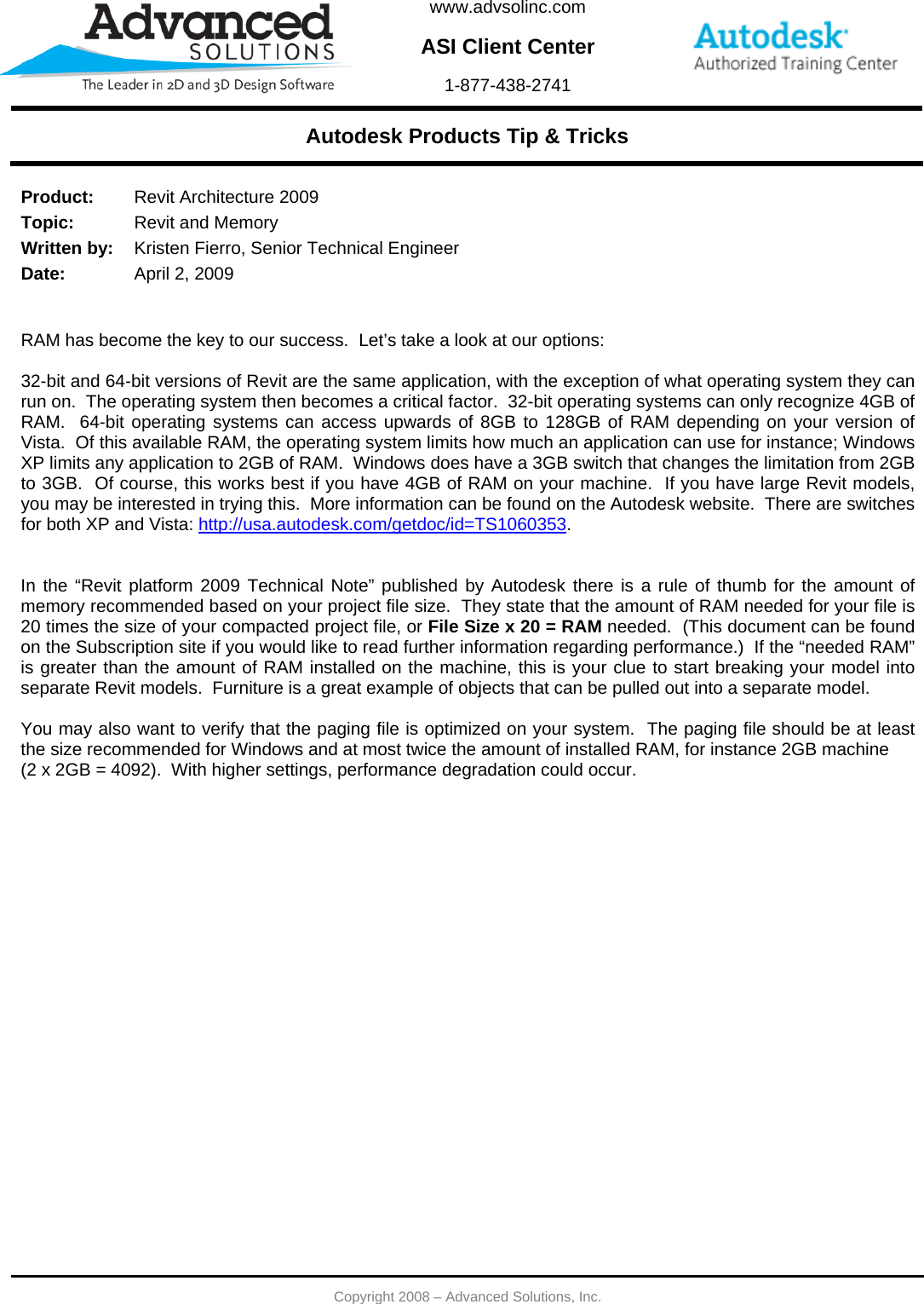 Revit And Memory 040209