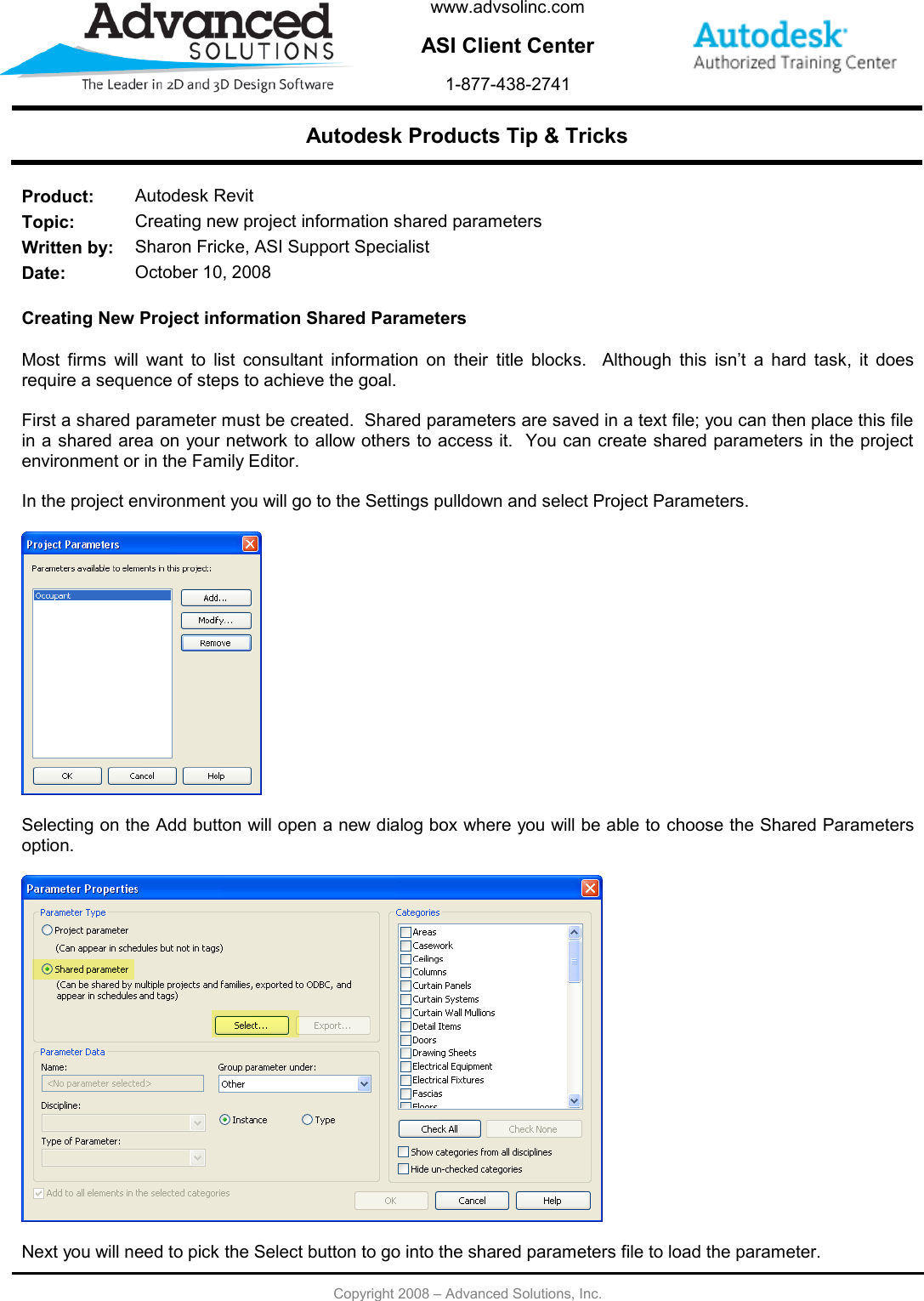 Creating New Project Information Shared Parameters 101008