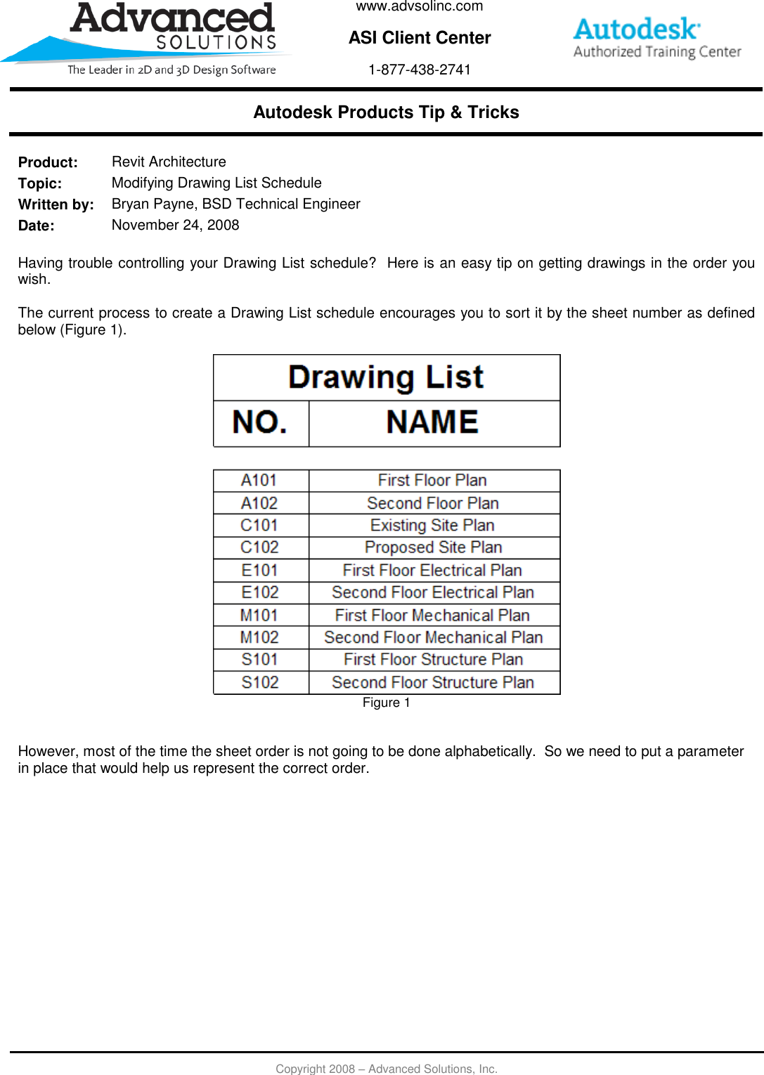 Modifying Drawing List Schedule 112408