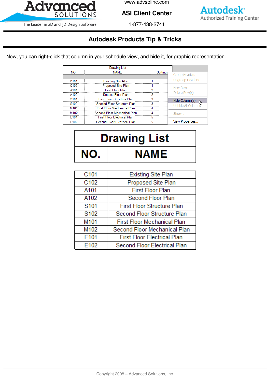 Modifying Drawing List Schedule 112408